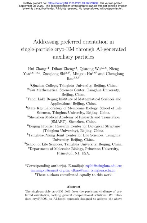 Pdf Addressing Preferred Orientation In Single Particle Cryo Em Through Ai Generated Auxiliary