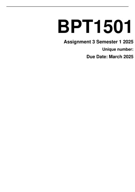 Bpt1501 Assignment 3 Actual Answers Semester 1 2025 Due March 2025 Being A Professional