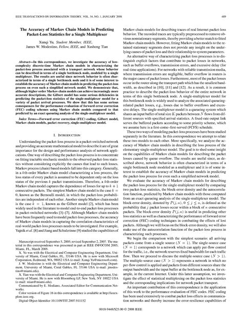 The Accuracy Of Markov Chain Models In Predicting Packet Loss