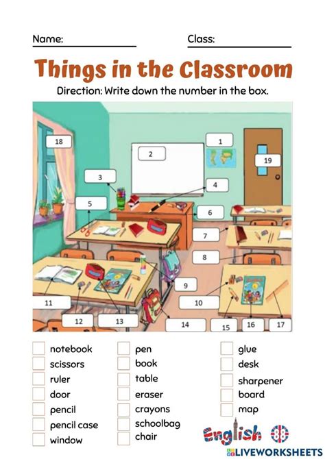 Things In The Classroom Interactive Activity For 7 Apprendre L