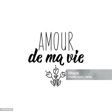 프랑스어로 내 인생의 사랑 손으로 그린 글자 배경입니다 잉크 일러스트레이션 아무르 드 마 비 개념에 대한 스톡 벡터 아트 및 기타 이미지 Istock