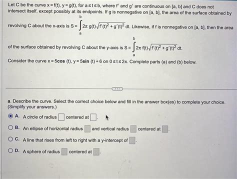 Solved Let C Be The Curve X F T Y G T For Atb Where F Chegg