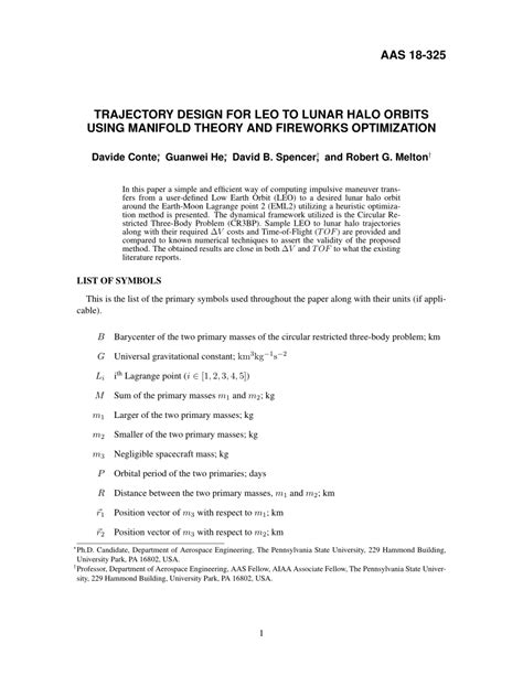 Pdf Trajectory Design For Leo To Lunar Halo Orbits Using Manifold Theory And Fireworks