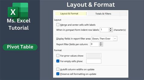 Ms Excel Pivot Table Layout And Format Youtube