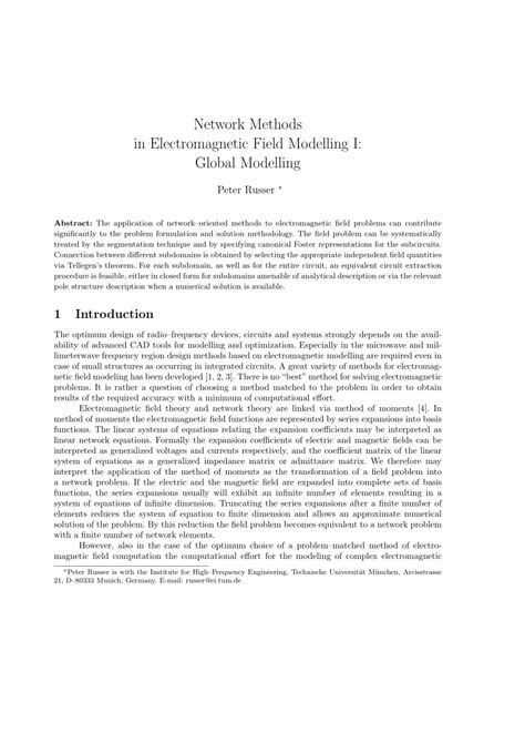 Pdf Network Methods In Electromagnetic Field Modelling I Global