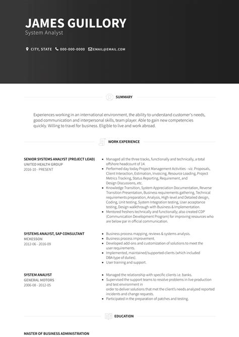 System Analyst Resume Samples And Templates Visualcv