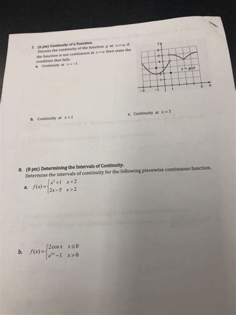 Solved 6 Pts Continuity Of A Function Discuss The