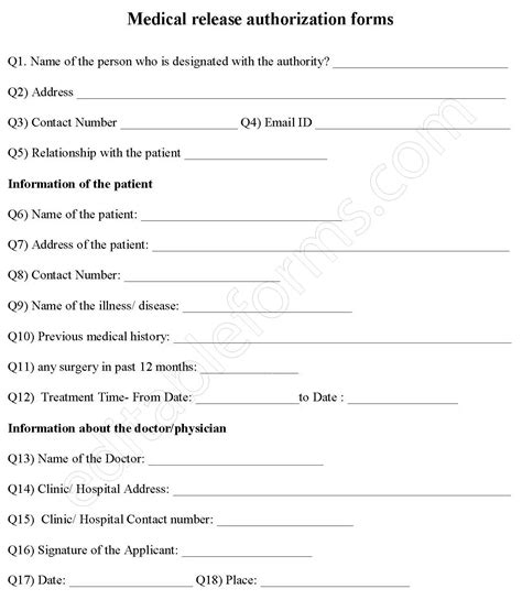 Medical Release Authorization Forms Editable Pdf Forms