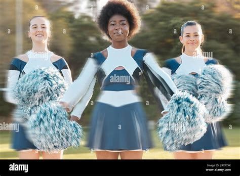 Cheerleader Blur Sports And Portrait Of Women For Performance Dance And Motivation For Game