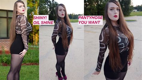 Shiny Pantyhose Try On With Black Shorts Black Tights And Black