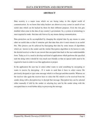Mini Project On Data Encryption Decryption In JAVA PDF Programming Languages Computing
