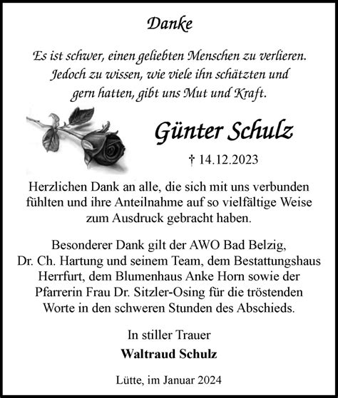 Traueranzeigen Von Günter Schulz Märkische Onlinezeitung Trauerportal
