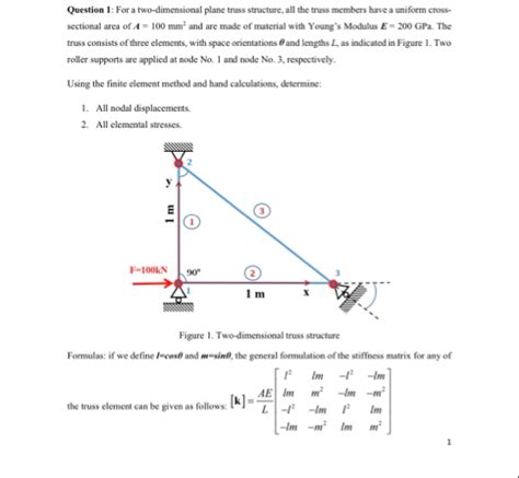 Question 1 For A Two Dimensional Plane Truss