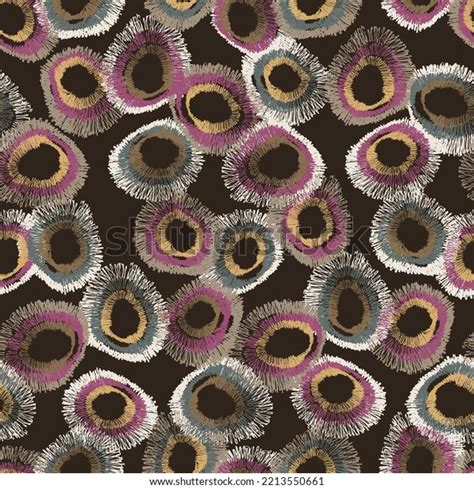 Seamless Geometric Pattern Circles Brush Texture Stock Vector Royalty Free 2213550661