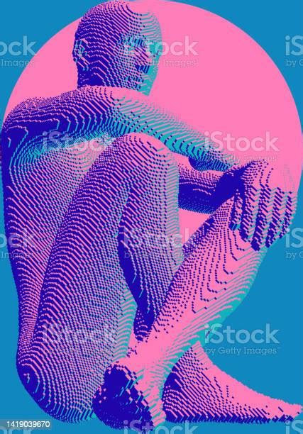 낭만적 인 남자는 앉아서 생각합니다 아트 디자인 개념 복셀 아트3d 벡터 일러스트레이션 사색에 대한 스톡 벡터 아트 및 기타 이미지 Istock