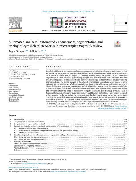 Pdf Automated And Semi Automated Enhancement Segmentation And Tracing Of Cytoskeletal