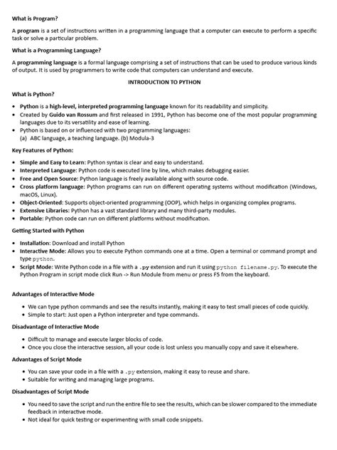 01 Getting Started With Pythons Pdf Python Programming Language