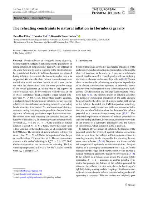Pdf The Reheating Constraints To Natural Inflation In Horndeski Gravity