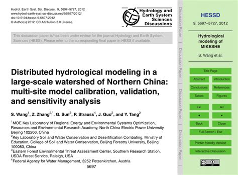 pdf distributed hydrological modeling in a large scale watershed of northern china multi site