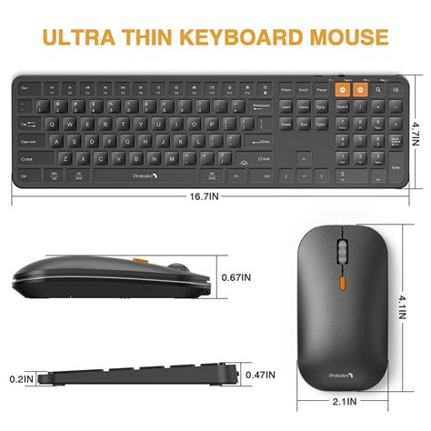 Protoarc Km100 Backlit Wireless Keyboard And Mouse Combo Compatible With