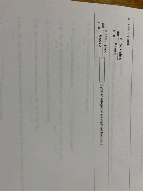 Answered 4 Find The Limit Lim X 0 Lim X 0… Bartleby