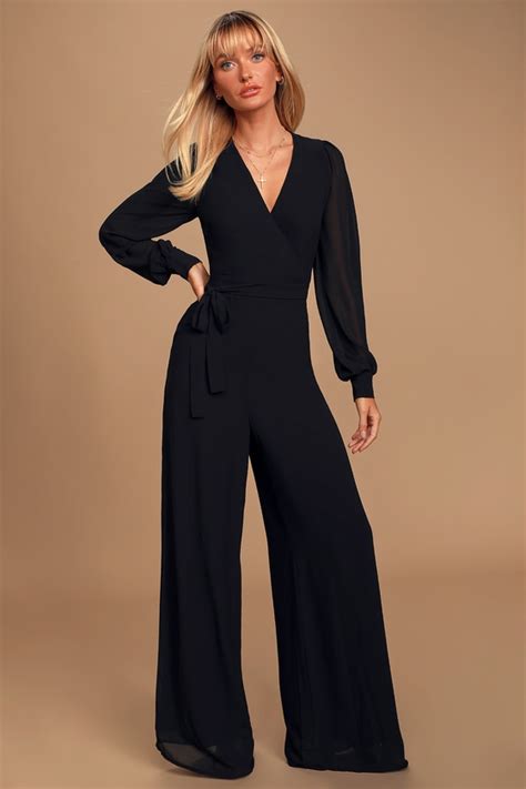 Chic Black Jumpsuit Long Sleeve Jumpsuit Jumpsuit Lulus