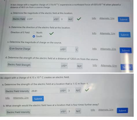 Solved A Test Charge With A Negative Charge Of 215×10 8c