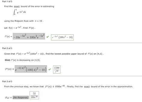 Solved Find The Exact Bound Of The Error In Estimating Chegg