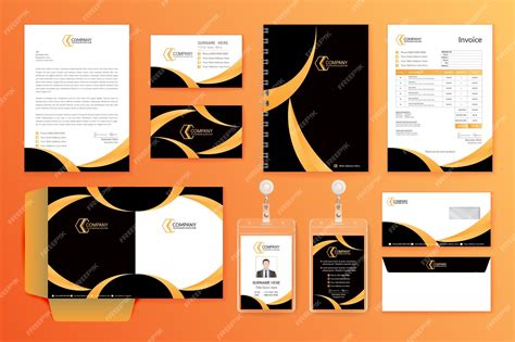 편지지 세트의 그라데이션 럭셔리 추상적 기하학적 브랜드 아이덴티티 모형 프리미엄 벡터