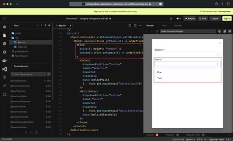 Mantine Core And Form 6010 Select And Multi Select Not Working On