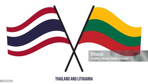 태국과 리투아니아 플래그교차 와 흔들리는 플랫 스타일 공식 비율 올바른 색상입니다 0명에 대한 스톡 벡터 아트 및 기타 이미지 0명 Friends Of The