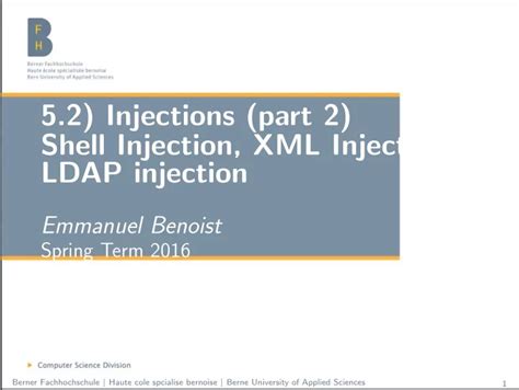[ppt] 5 2 Injections Part 2 Shell Injection Xml Injection Ldap Powerpoint Presentation