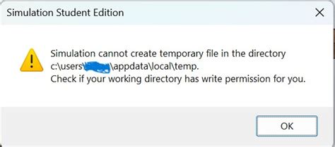 get this message when trying to save a simulation i had edited a