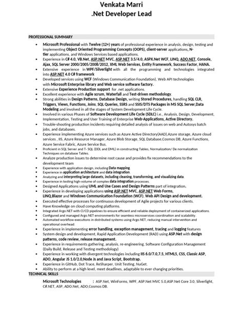 Venkata M Sr Net Developer Pdf Language Integrated Query Databases