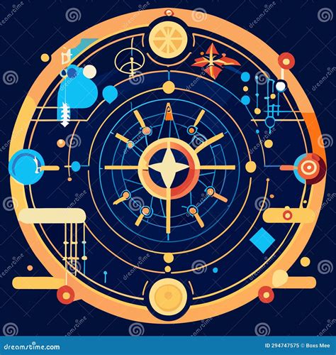 Navigation Map With Compass Vector Illustration In Flat Cartoon Style