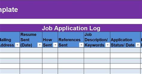 job application log excel template track and manage applications easily