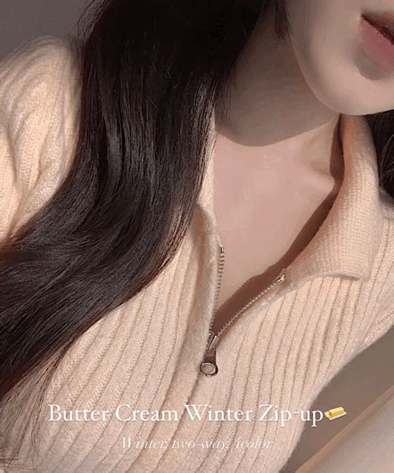 고퀄구름소재☁️💙허리잘록 버터크림 도톰 Zip Up 투웨이 겨울 허리잘록 슬림핏 크롭 가디건 카라 니트 집업 에이블리