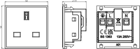 13a 1g Unswitched Socket Module 50 X 50mm White Vivid Direct