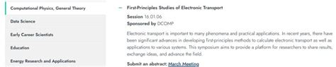 Working On Electron Transport Please Consider Presenting Your Work In Aps 2025 March Meeting