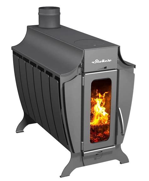 Печь для дома с водяным контуром на дровах для отопления длительного