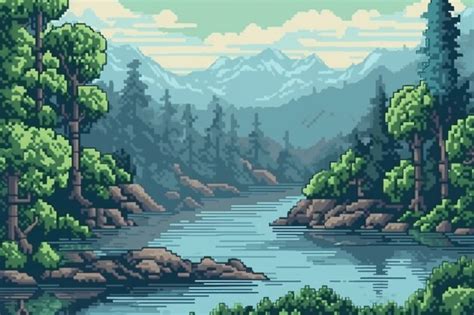 Free Ai Image 8 Bit Graphics Pixels Scene With Nature