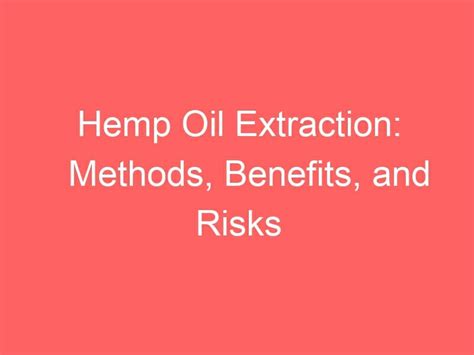 Hemp Oil Extraction Methods Benefits And Risks