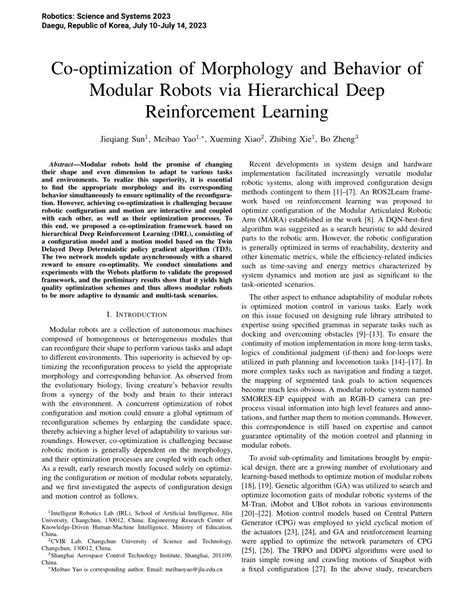 pdf co optimization of morphology and behavior of modular robots via