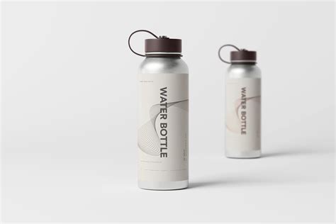 Aluminum Water Bottle Mockup Mockup Free