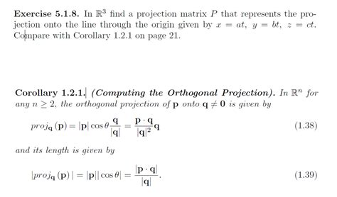 Exercise 5 1 8 ﻿in R3 ﻿find A Projection Matrix P
