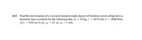Solved Find The Total Response Of A Viscously Damped Chegg