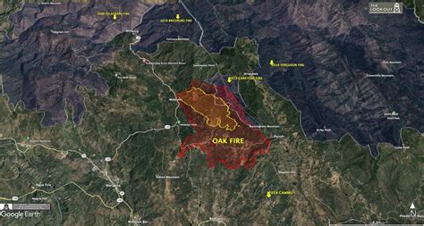 Oak Fire Progression Map Wildfire