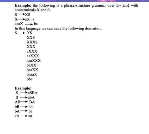 Solved Example The Following Is A Phrase Structure Grammar Chegg Com