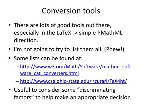 Ppt Mathematical Content Conversions Tools And Techniques For Latex To Mathml Powerpoint