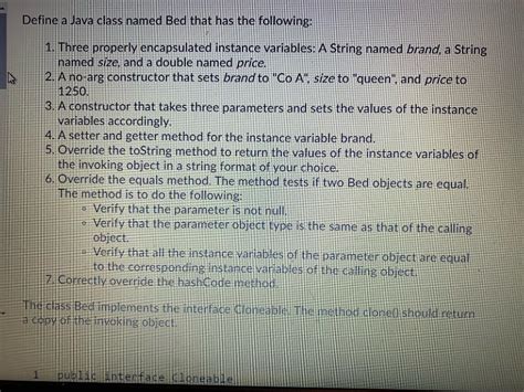 Solved Define A Java Class Named Bed That Has The Following